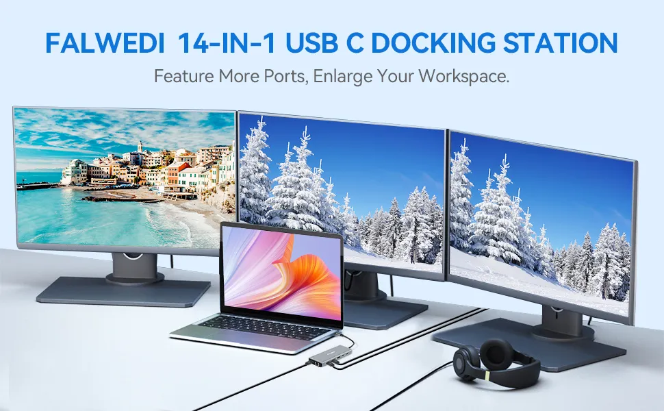 Aestoria Windows USB C Docking Station - Dual Monitor Laptop Docking ...