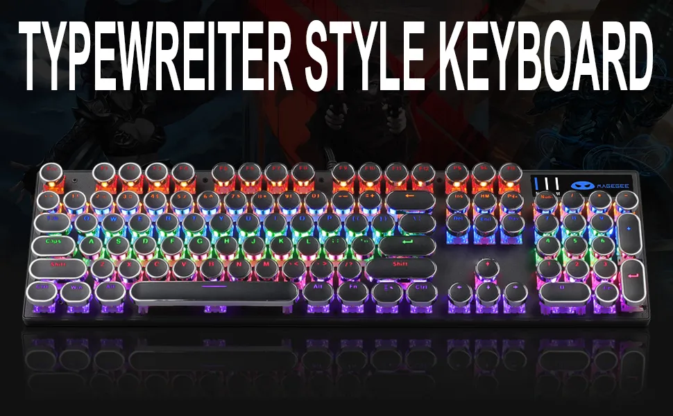 Camiysn Retro Punk Typewriter Style Mechanical Gaming Keyboard - Ztore